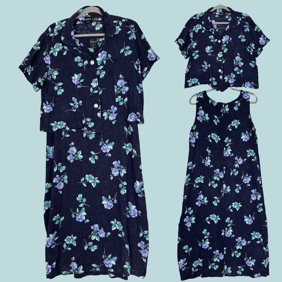Erika | Dresses | Vtg Erika Maxi Dress 2piece Marching Set 4 Lxl Floral ...